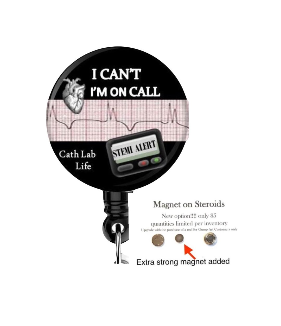Funny Cath Lab Badge Reel,funny EKG Cute Cardiac Stethoscope Id Tag ...