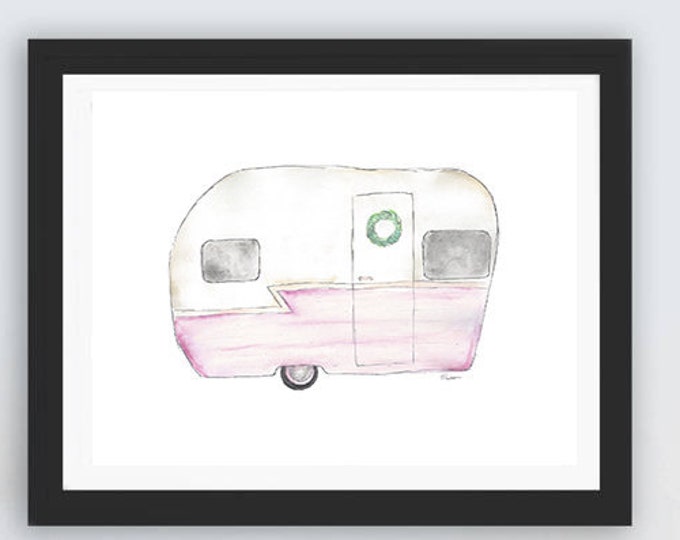 Retro Pink VW Camper Print, Retro Camper Print, Boho Wall Art, Hippie ...