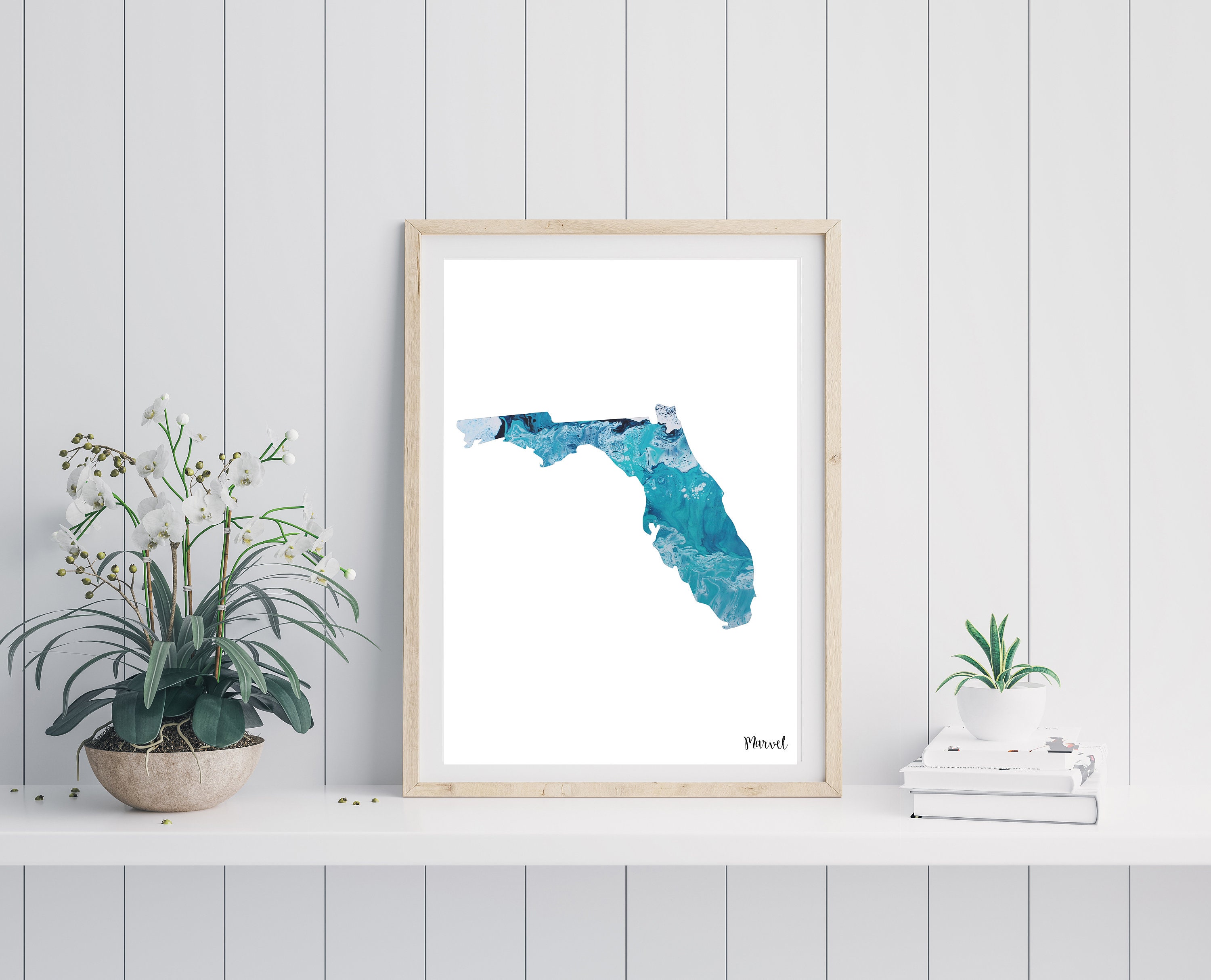 Florida Paper Print, Florida Wall Art, Florida Art Print, Map of ...