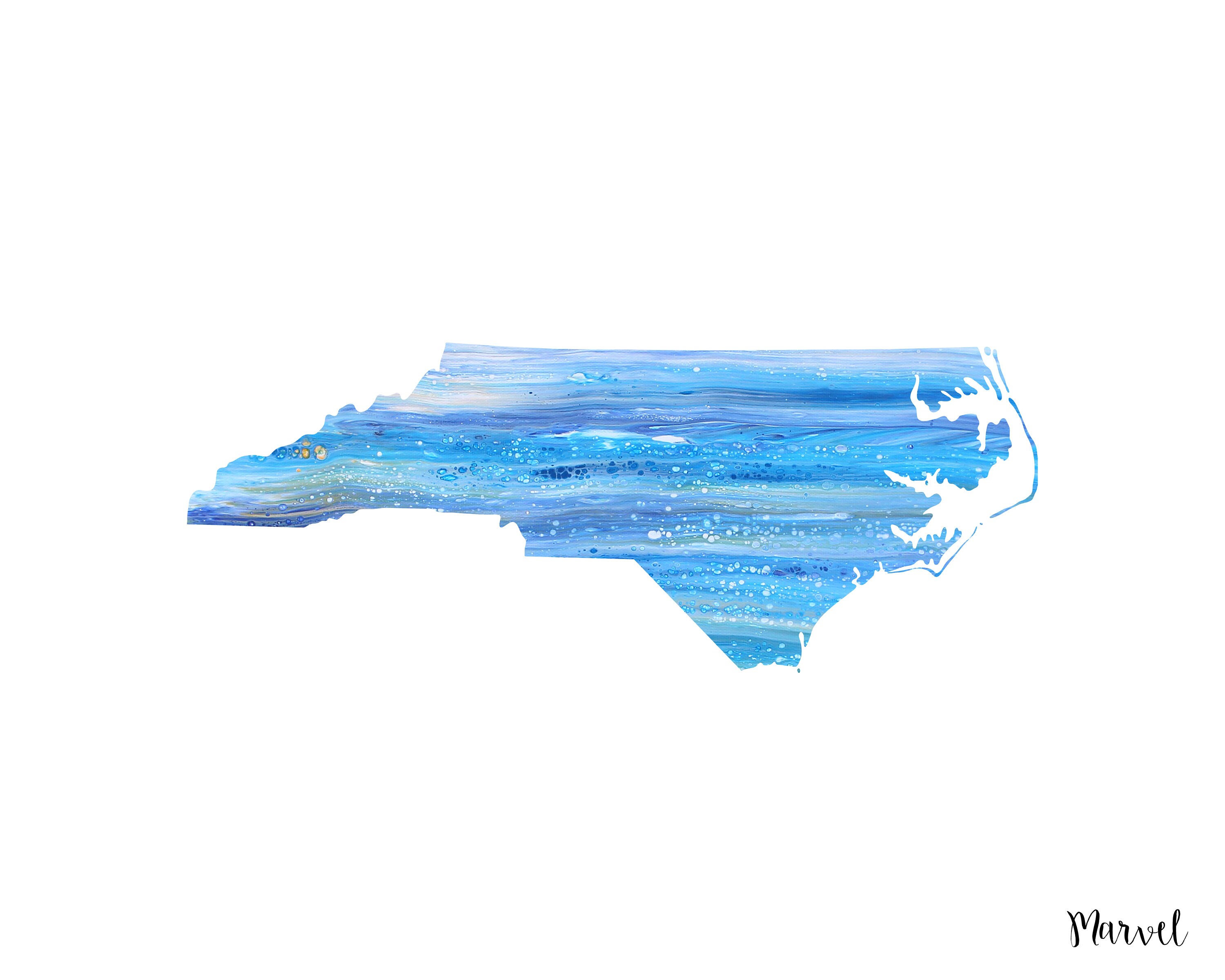North Carolina Paper Print, North Carolina Wall Art, North Carolina Art ...