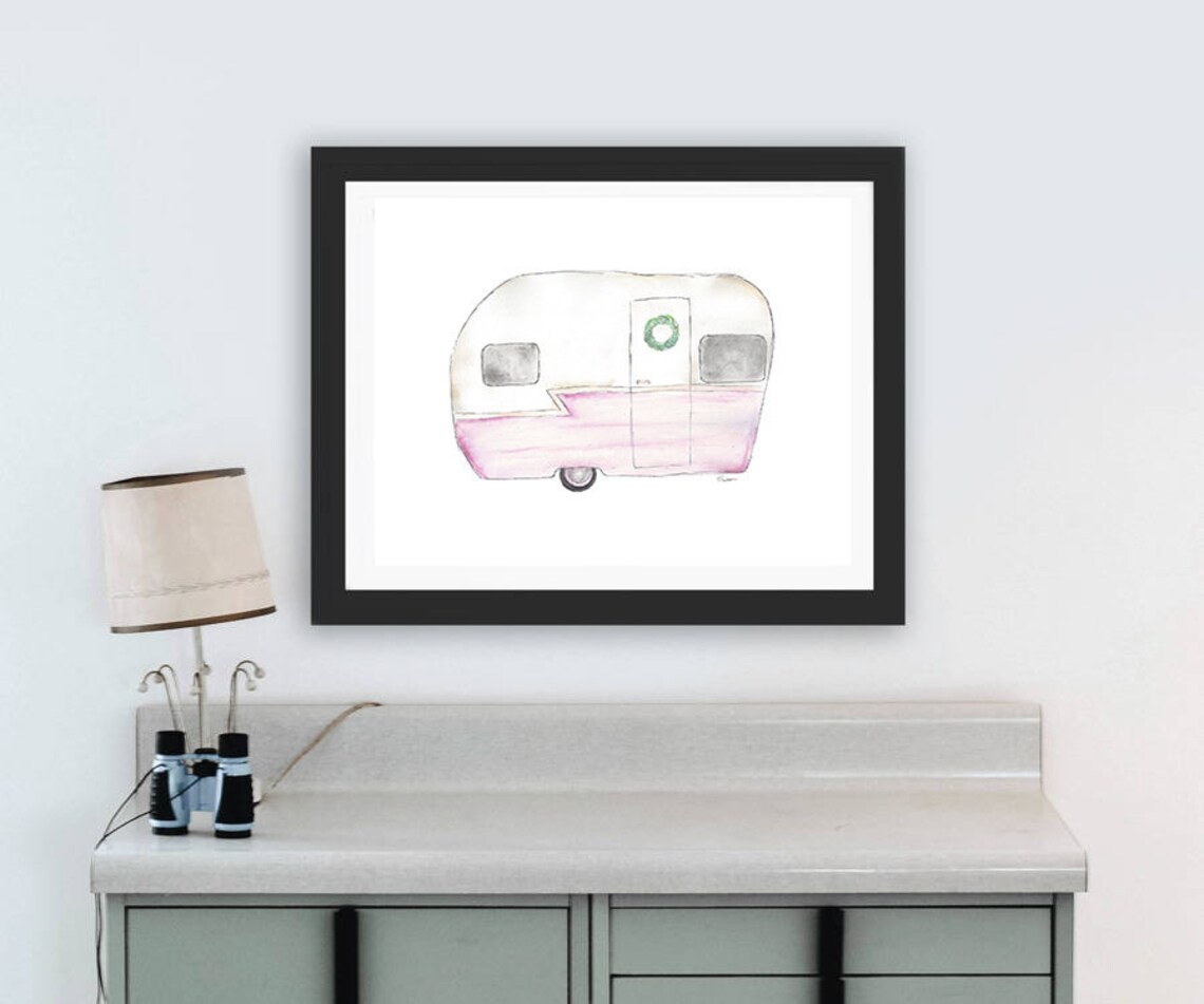 Retro Pink VW Camper Print Retro Camper Print Boho Wall Art - Etsy