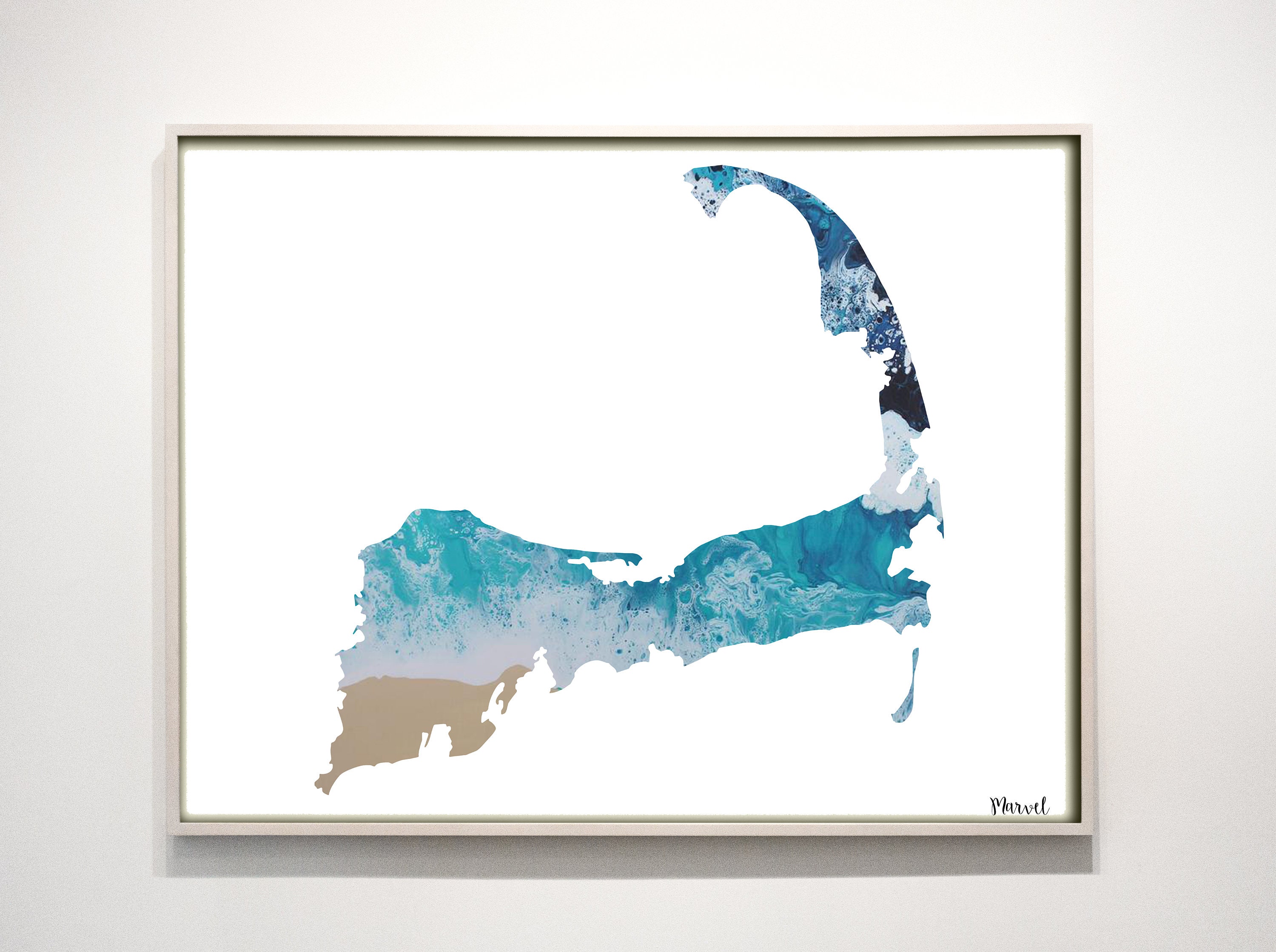 Cape Cod Paper Print, Cape Cod Wall Art, Massachusetts Art Print, Map ...