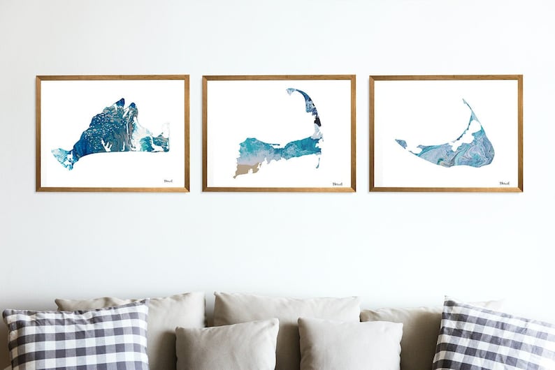 Cape Cod & Islands Gallery Wall Art Set of 3 Prints, Beach Wall Art ...