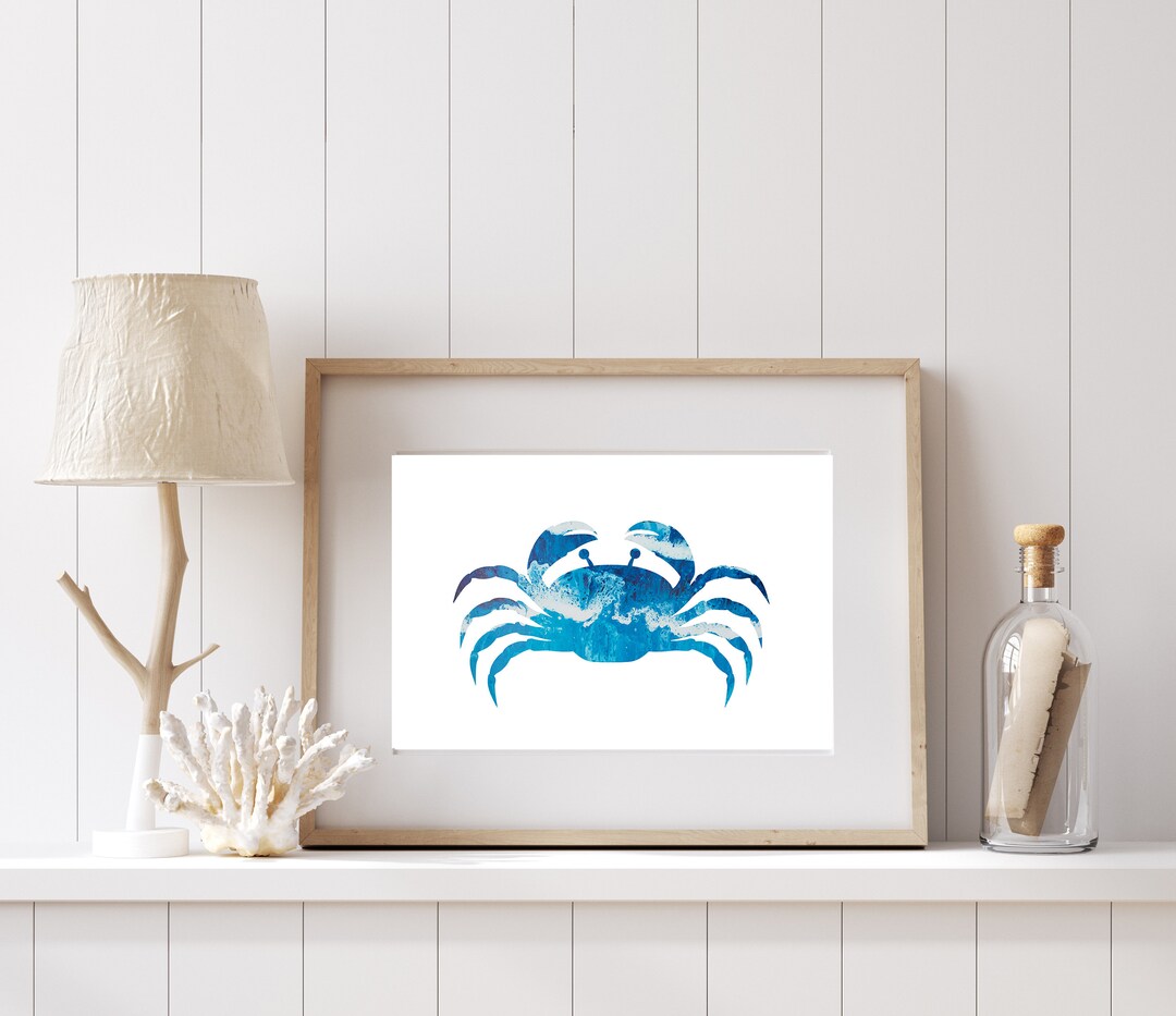Crab Art Print, Crab Print, Sea Animals Art, Crab Poster, Ocean Animals ...