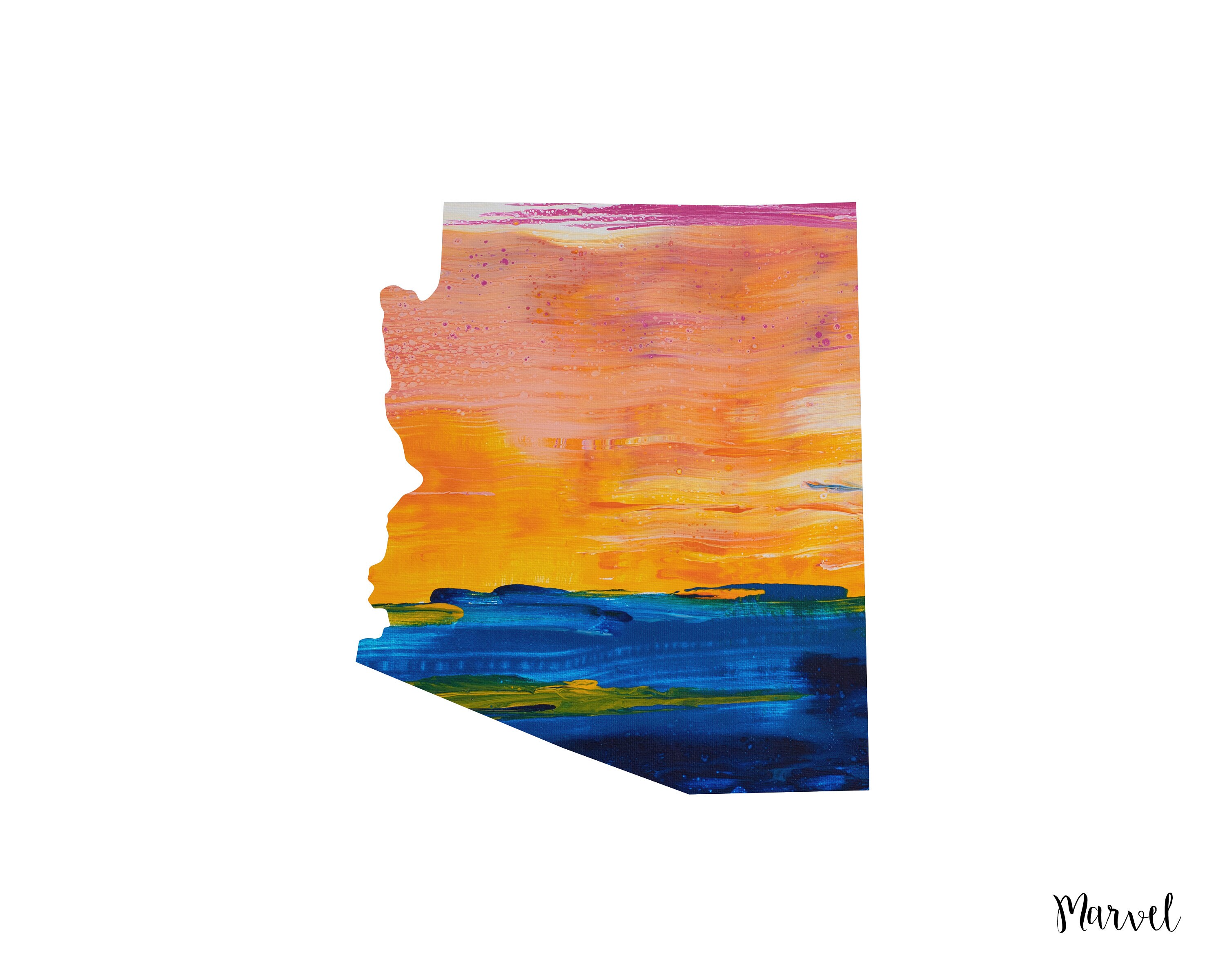 Arizona Paper Print, Arizona Wall Art, Arizona Art Print, Map of ...