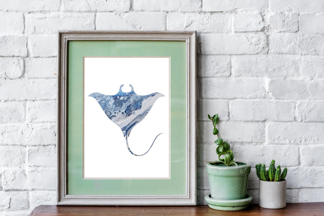 Stingray Art Print, Stingray Print, Sea Animals Art, Stingray Poster ...