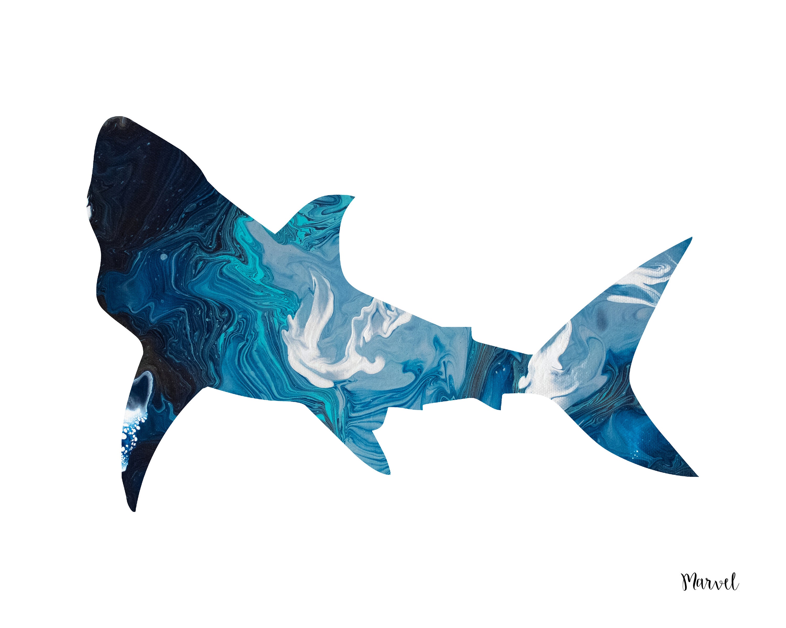 Great White Shark Paper Print Shark Print Sea Animals Art - Etsy