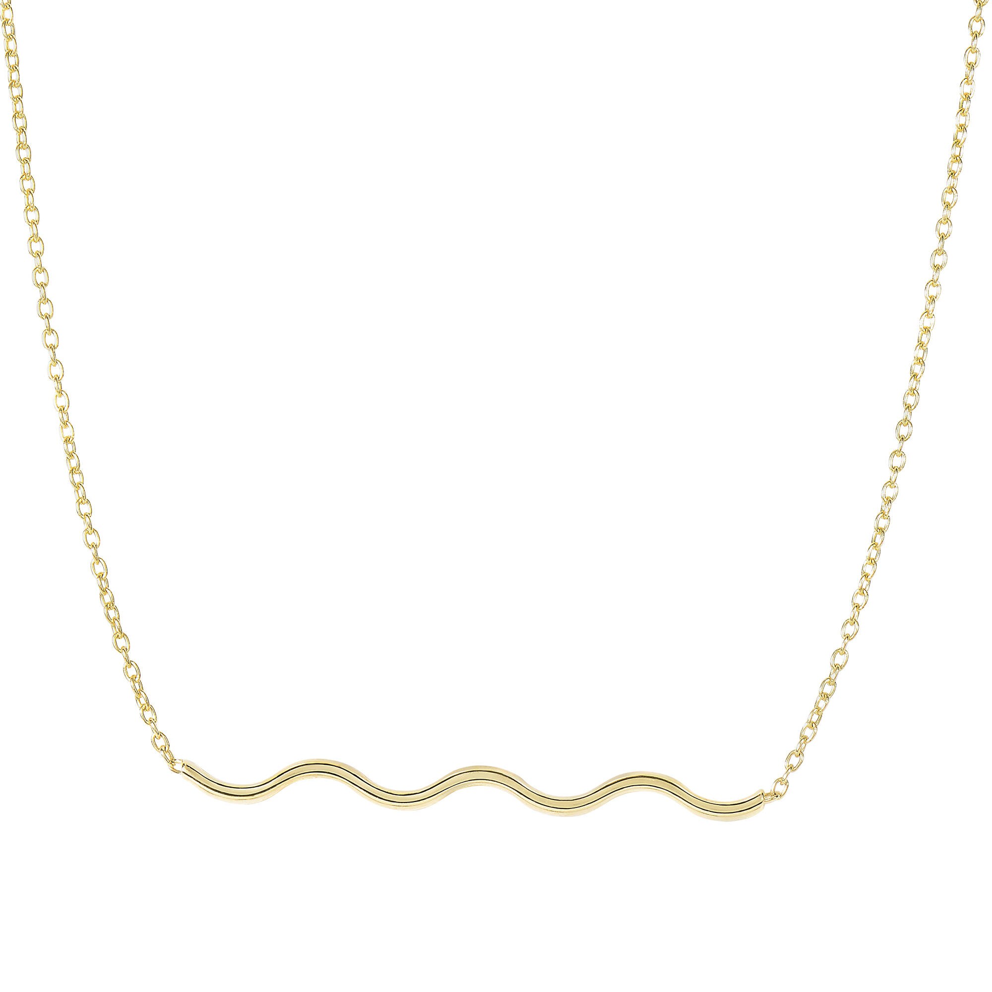 14K Yellow Gold Squiggly Bar With Chain Pendant 18'' | Etsy