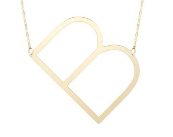 Large Solid Gold B Pendant - Etsy