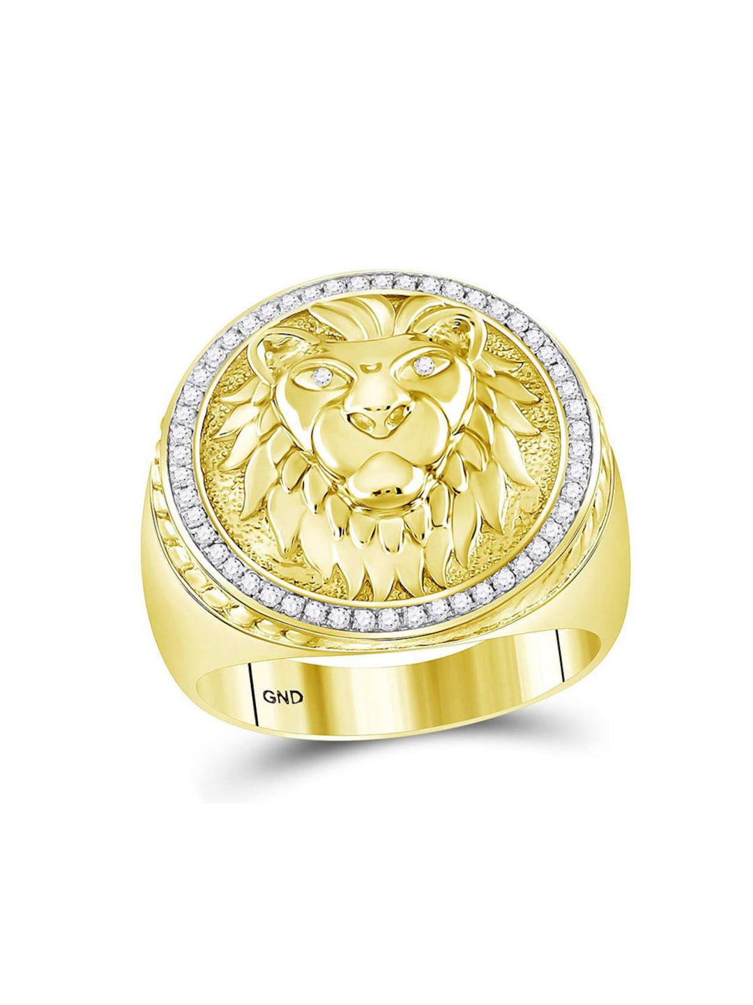 10kt Yellow Gold Mens Round Diamond Lion Head Mane Ring 1/3 - Etsy