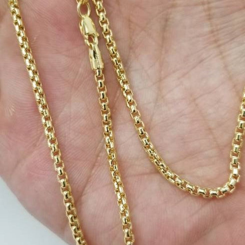 14K Classic Round Box Chain Yellow Gold 2.4mm 16'' | Etsy