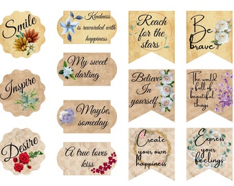 Favorite Quotes 1 Labels Words & Phrases Junk Journal Calendar Planner ...