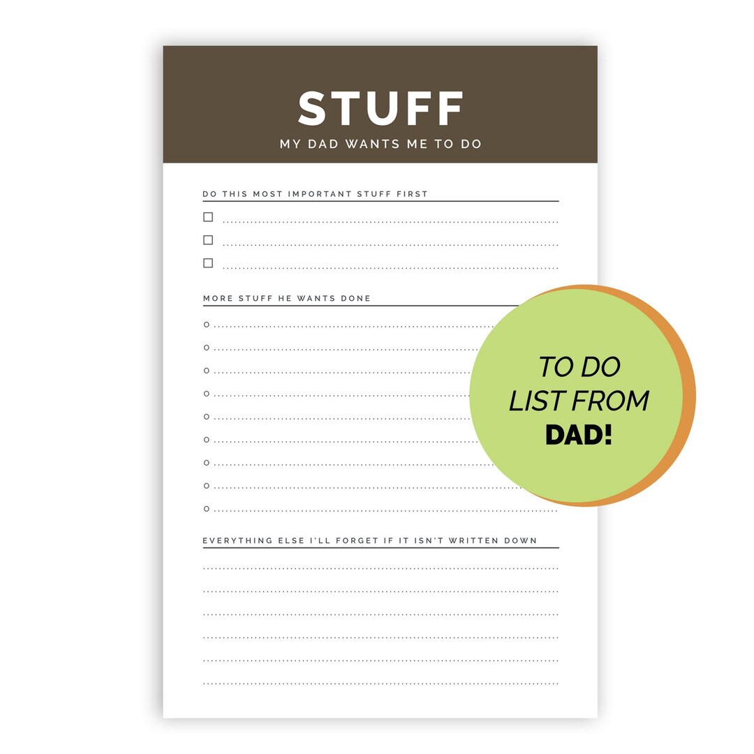 Funny Dad To-do List: Stuff Dad Wants Me to Do (PDF Download) - Etsy