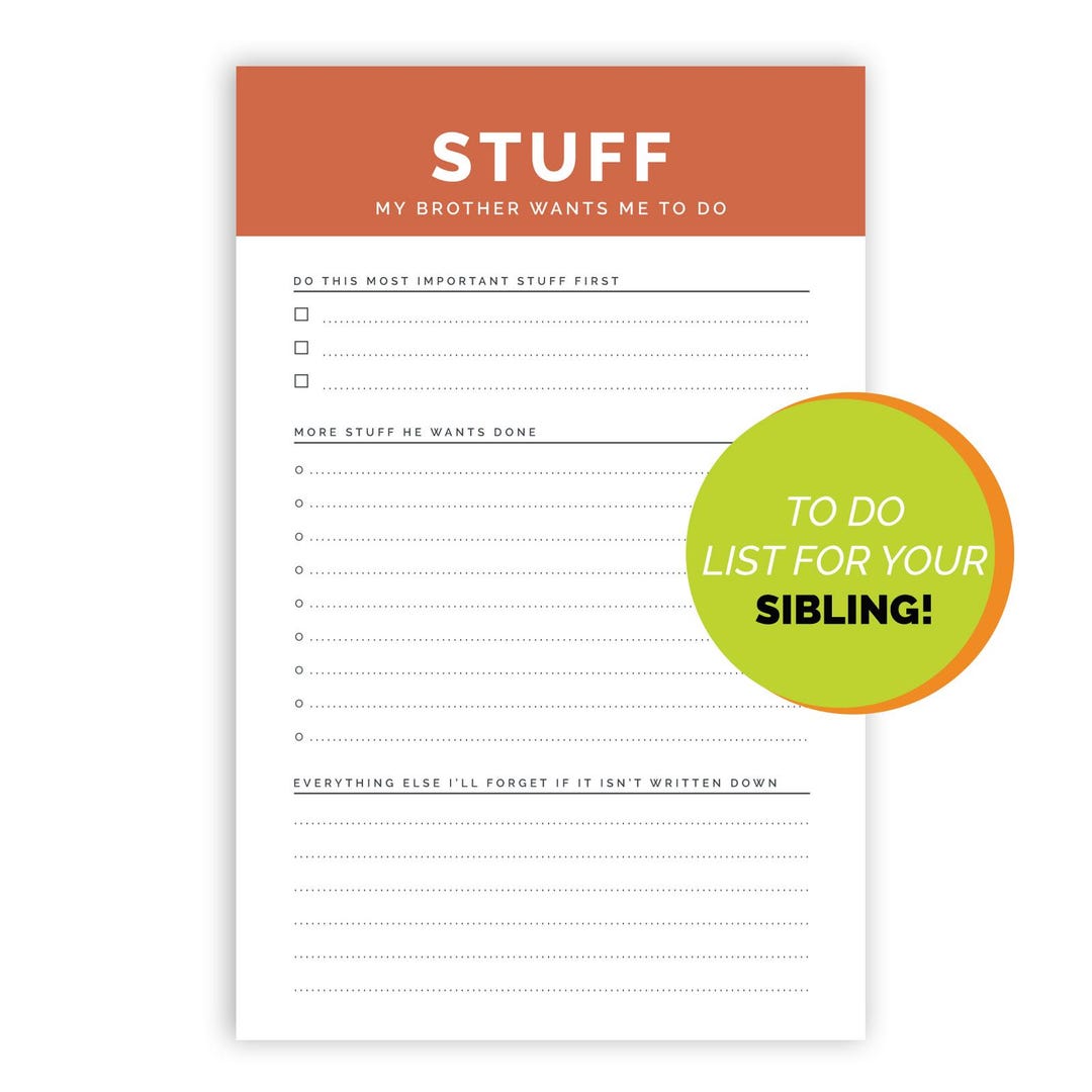 Funny Brother To-do List: Stuff My Brother Wants Done (PDF Download) - Etsy