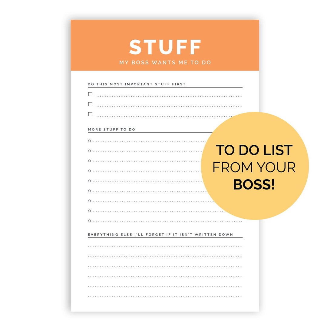 Funny Boss Task List | Workplace Checklist (digital Download) - Etsy
