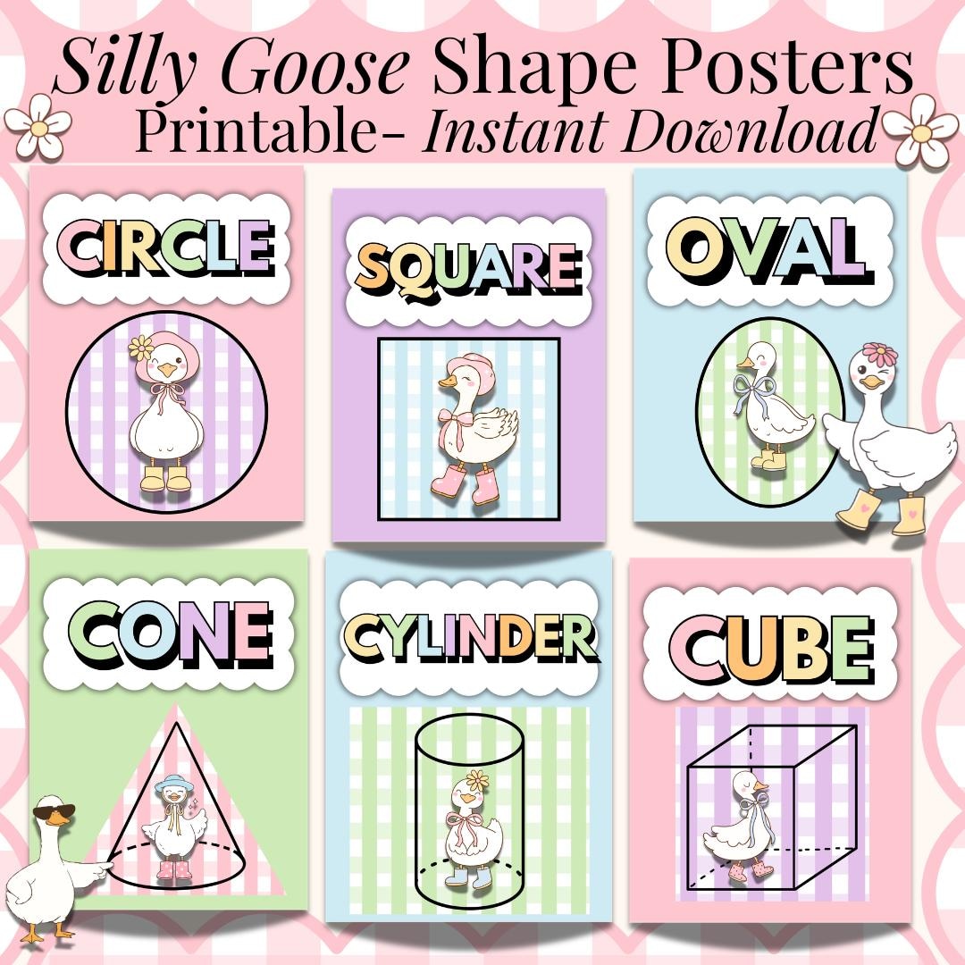 Shape Posters for Classroom Printable Silly Goose 2D Shape Posters and ...