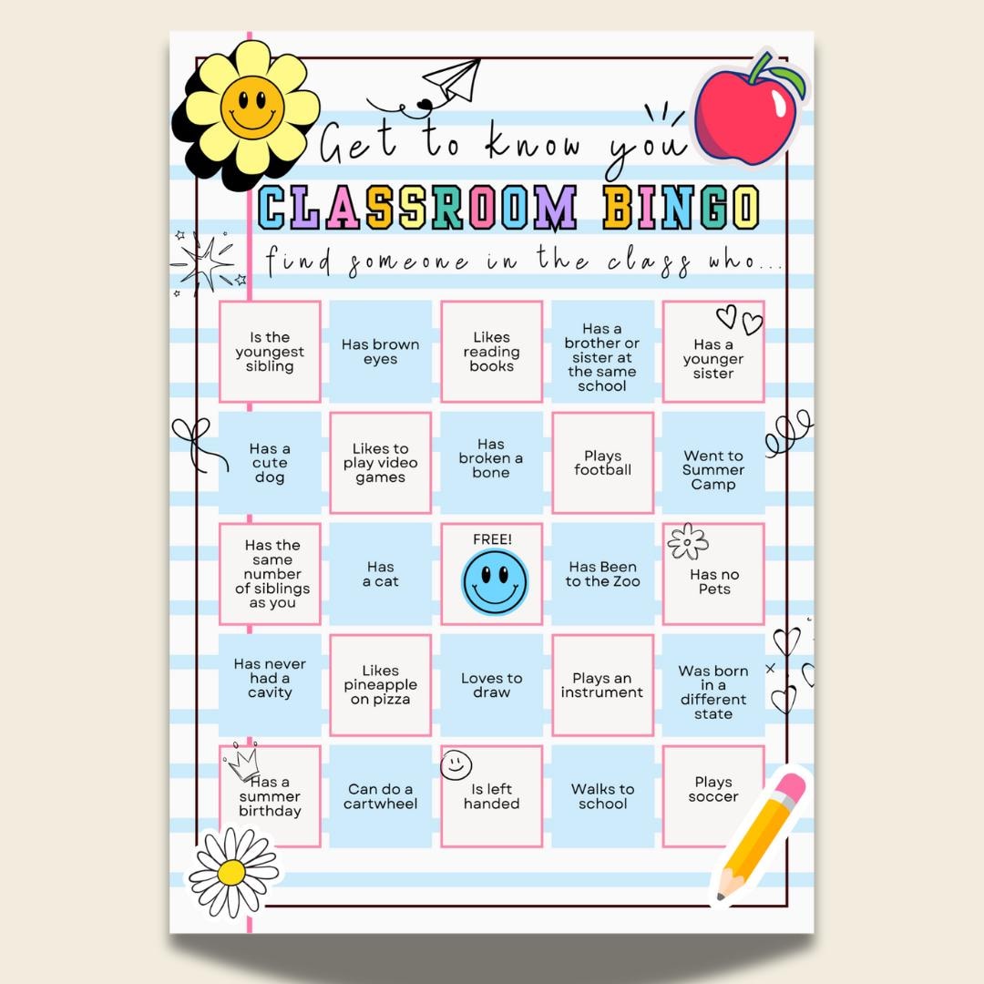 Classroom Bingo Printable Get to Know You Bingo for Classroom Ice ...