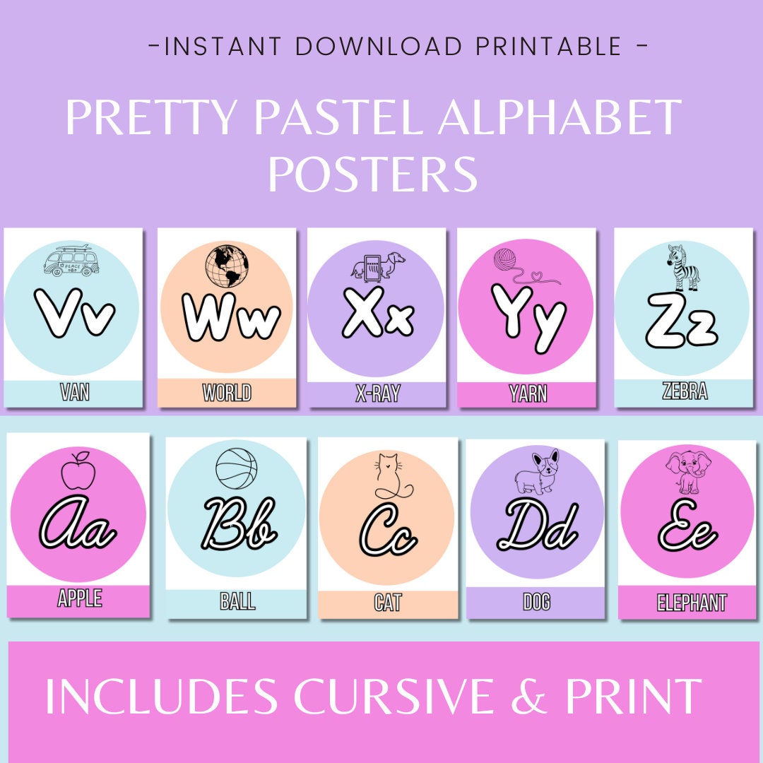 Pretty Pastel Alphabet Posters | Printable | Instant Download - Etsy