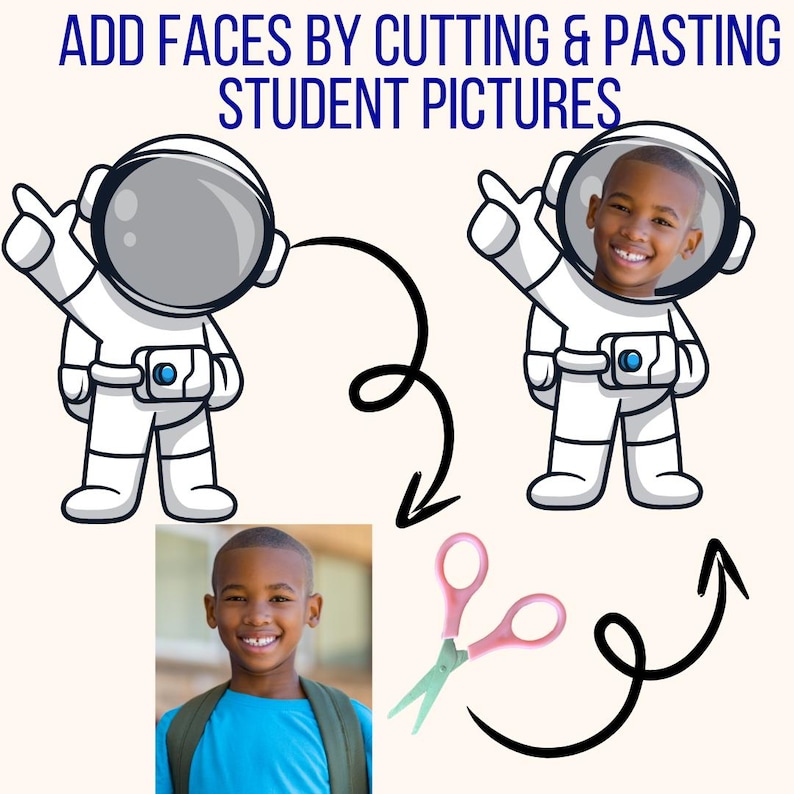 Space Classroom Door Decor Kit Printable Astronaut Classroom Decor Cute ...