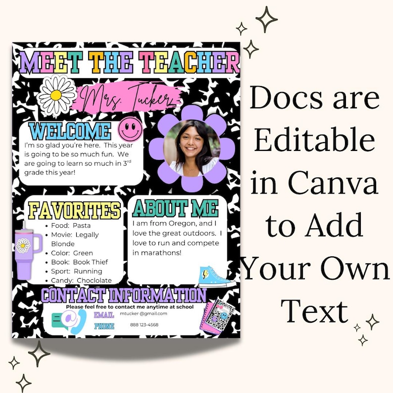 Editable Meet the Teacher Template: Composition Notebook Theme ...
