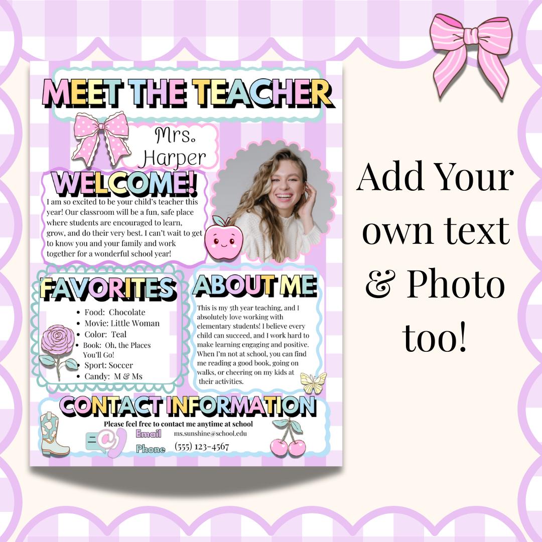 Meet the Teacher Template Editable Pastel Meet the Teacher Canva ...