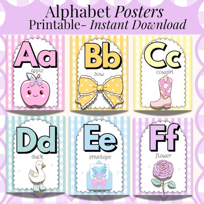 Alphabet Posters Classroom Printable Pastel Alphabet Posters for ...