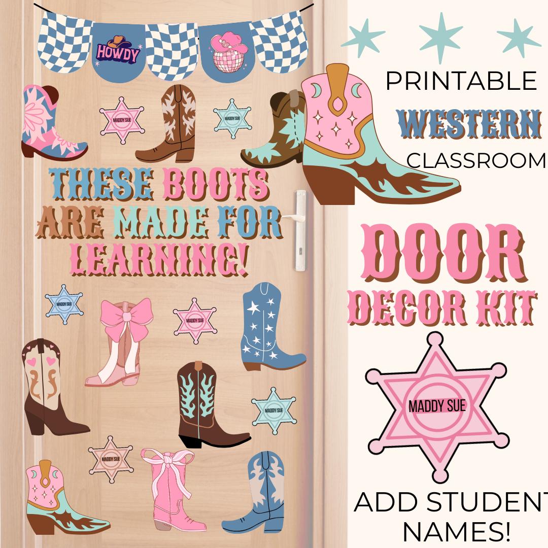 Retro Cowgirl Classroom Door Decor Kit: Western Theme Printable - Etsy