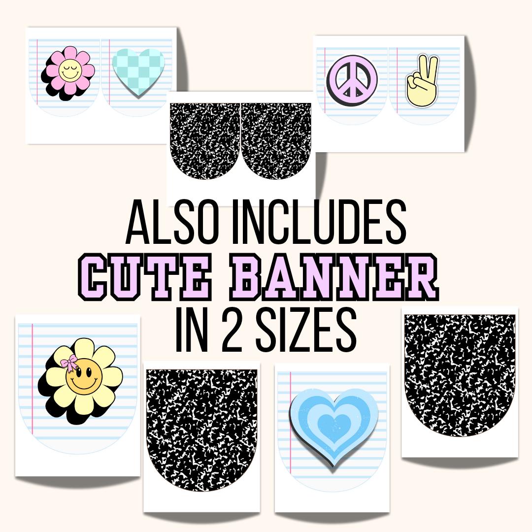 Pastel Composition Notebook Classroom Door Decor Kit: Editable Back to ...