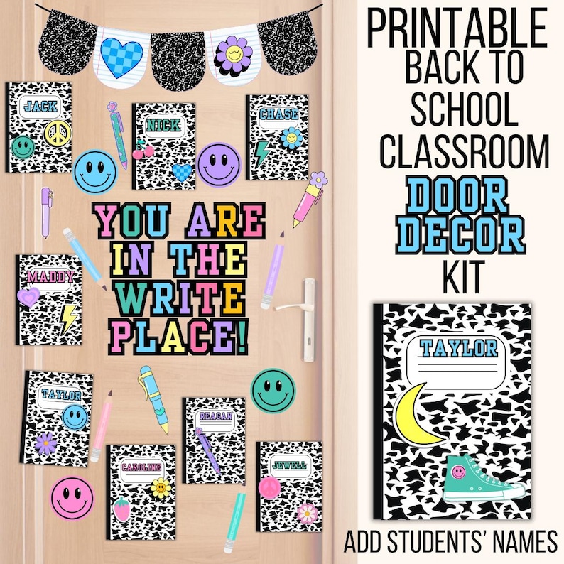 Back to School Classroom Door Decor Kit: Composition Notebook Theme ...