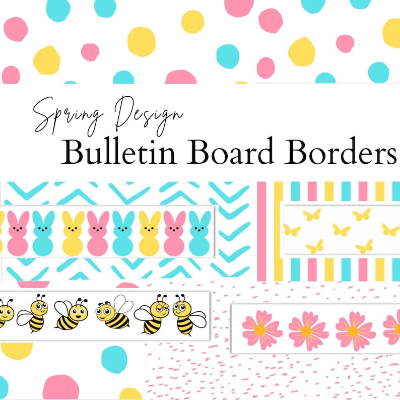 Spring Bulletin Board Borders | Printable Set of 8 | Instant Download ...
