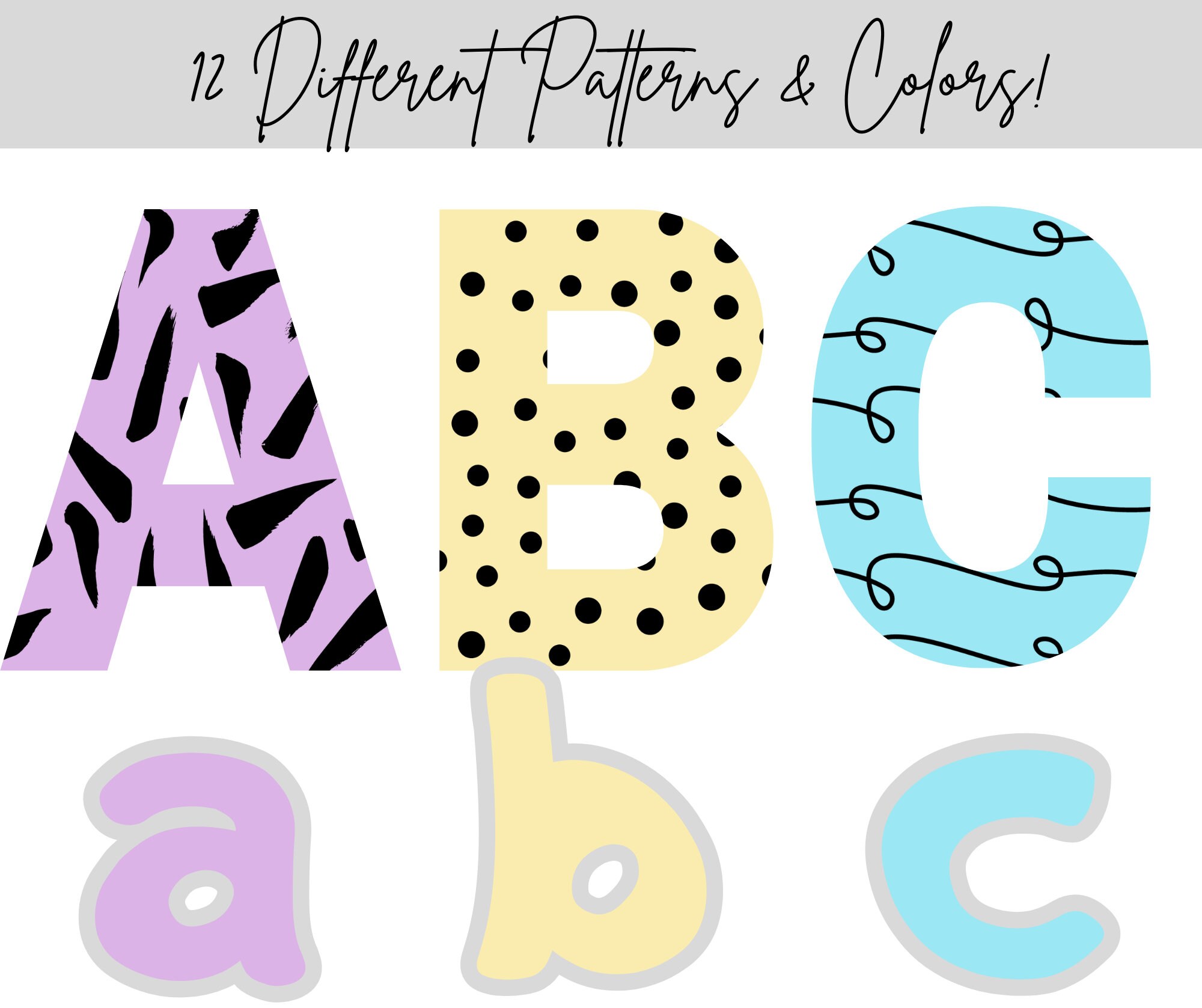 Pastel Bulletin Board Letters Printable Set of 12 Instant Download PDF ...