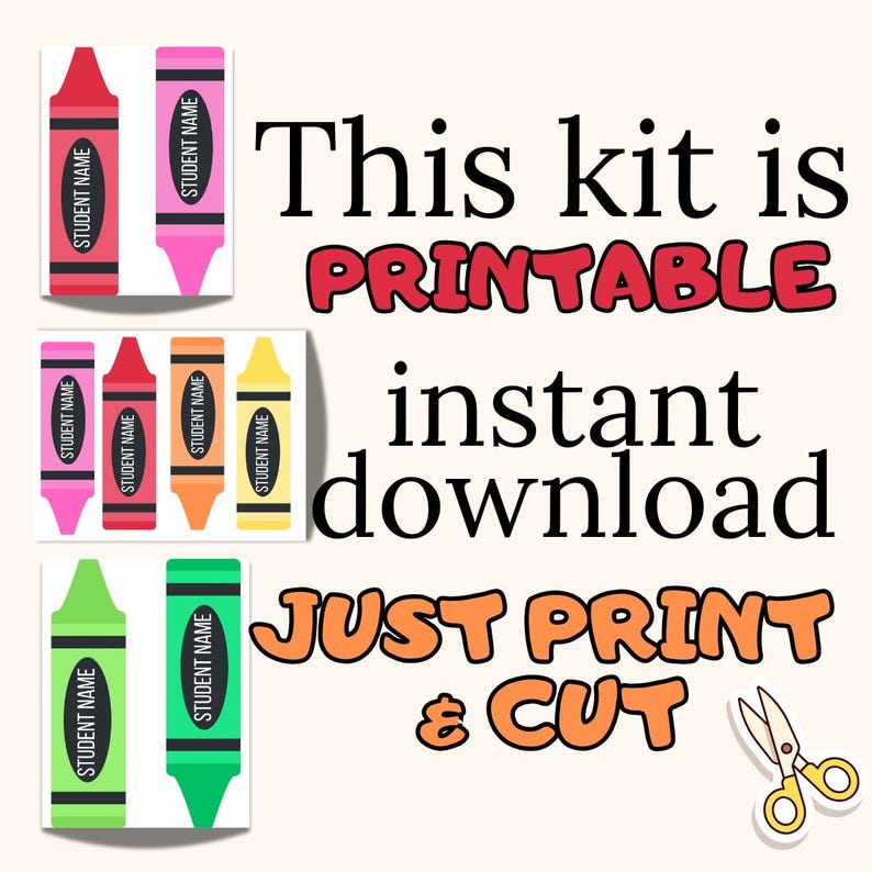 Back to School Classroom Door Decor Kit Printable Crayon Classroom ...