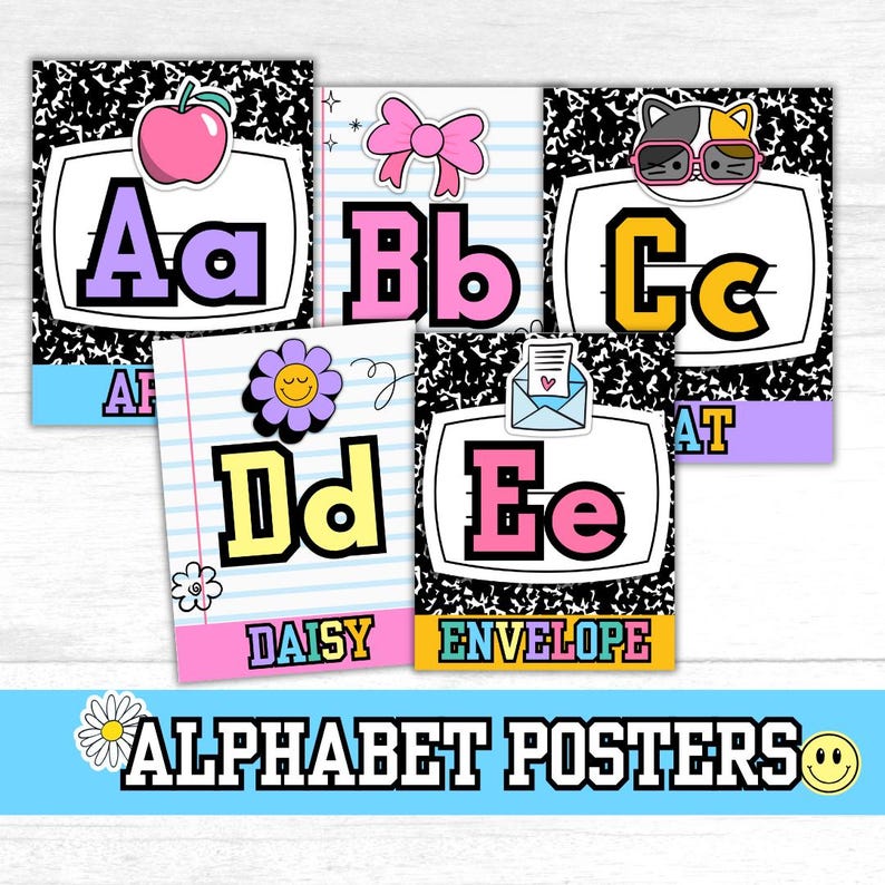 Alphabet Posters Classroom Printable Composition Notebook Classroom ...