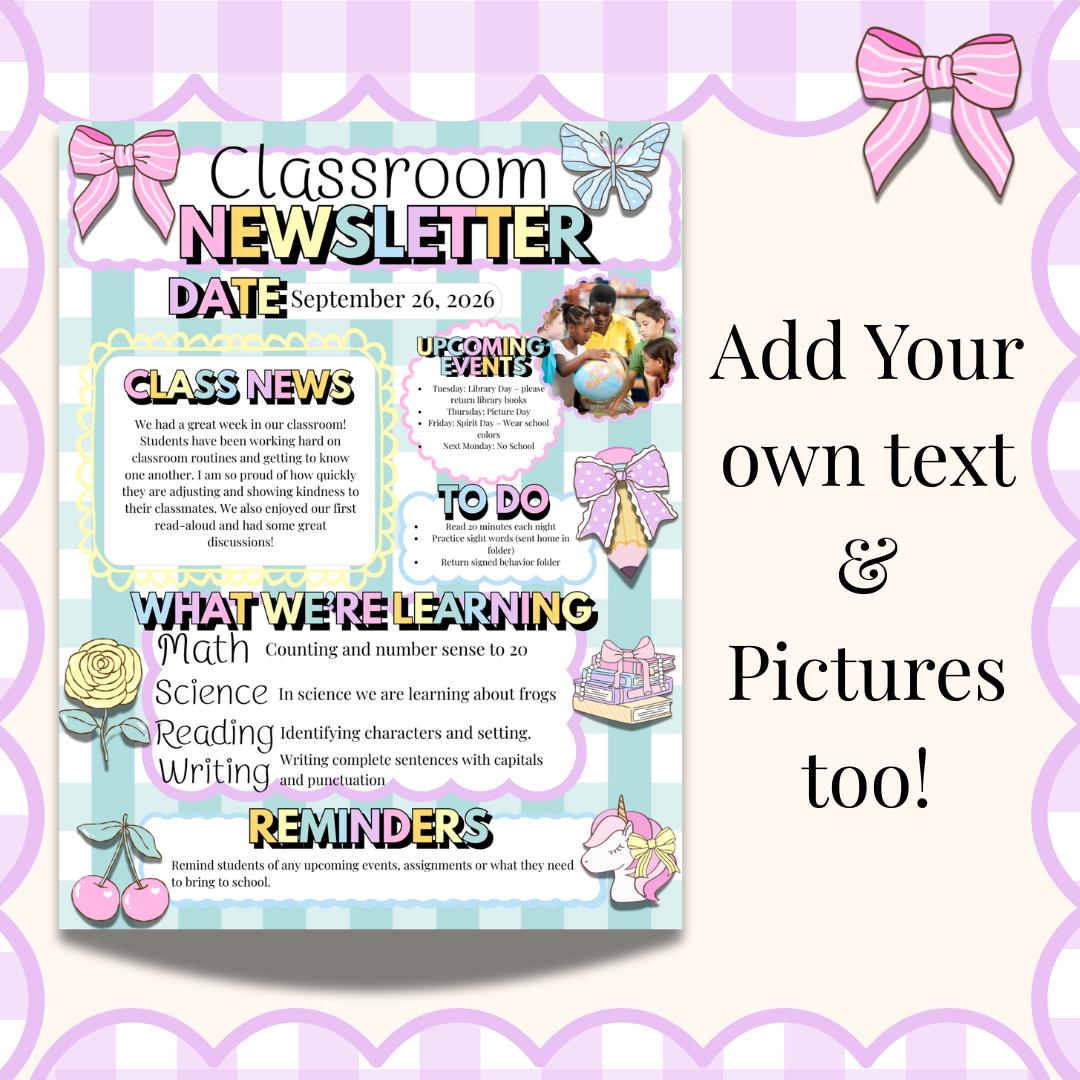 Classroom Newsletter Template Pastel Theme Editable Classroom ...
