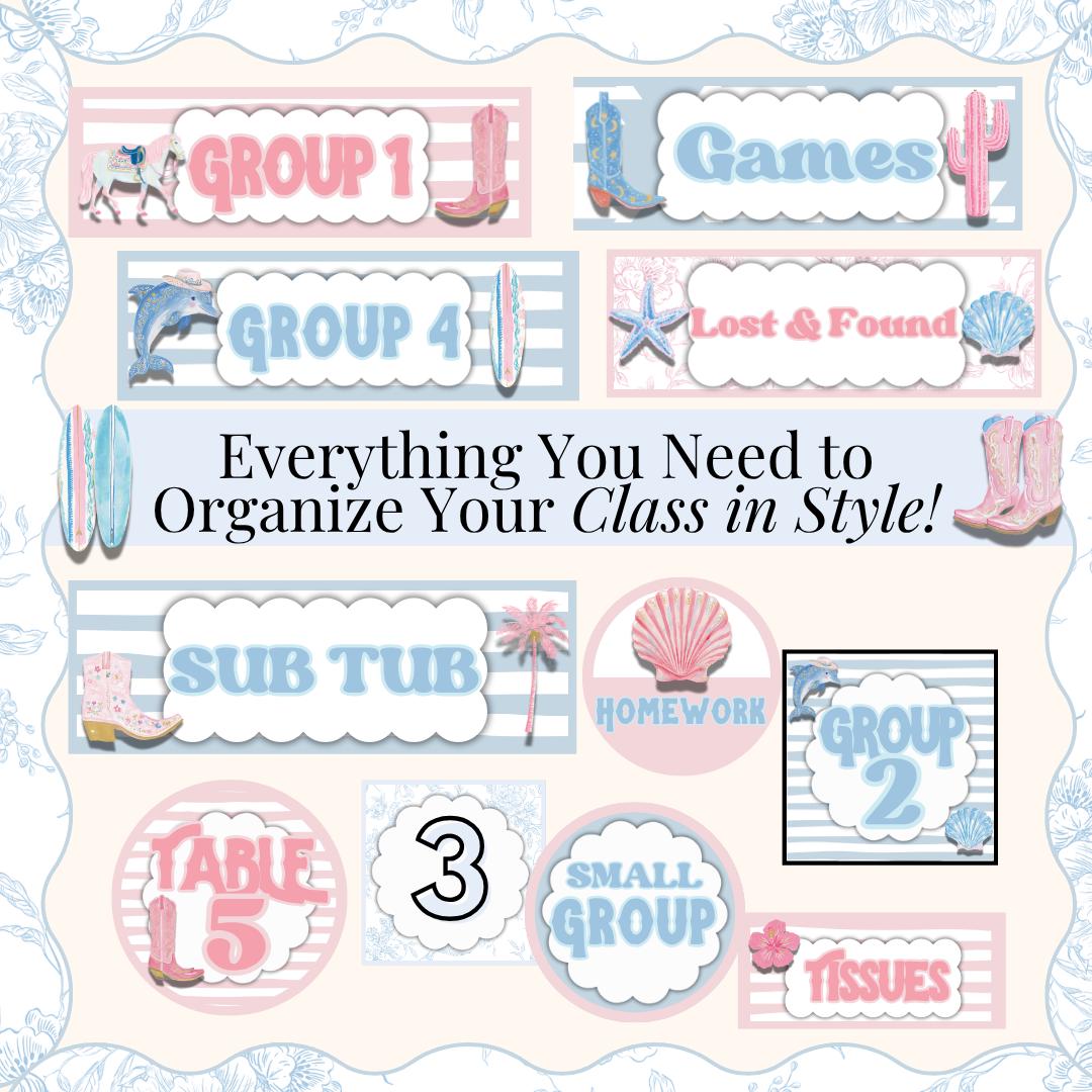 Classroom Labels Printable Bundle Classroom Supply Labels Coastal ...
