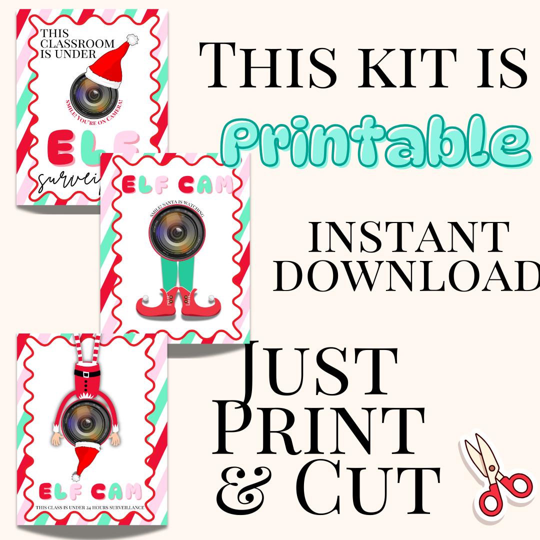 This Classroom is Under Elf Surveillance Sign Printable Classroom Elf ...