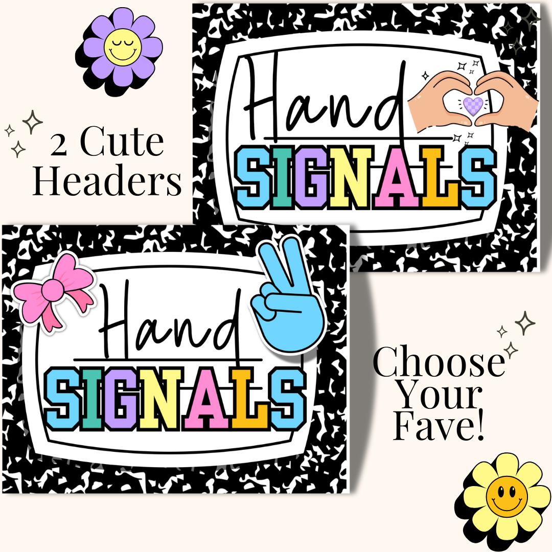 Classroom Hand Signal Posters: Composition Notebook Theme (digital ...