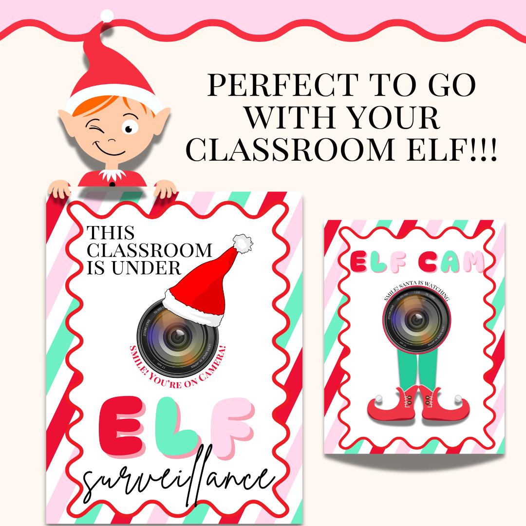 This Classroom is Under Elf Surveillance Sign Printable Classroom Elf ...