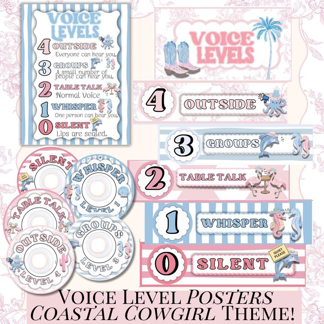 Voice Level Posters Digital Download Printable Coastal Cowgirl ...