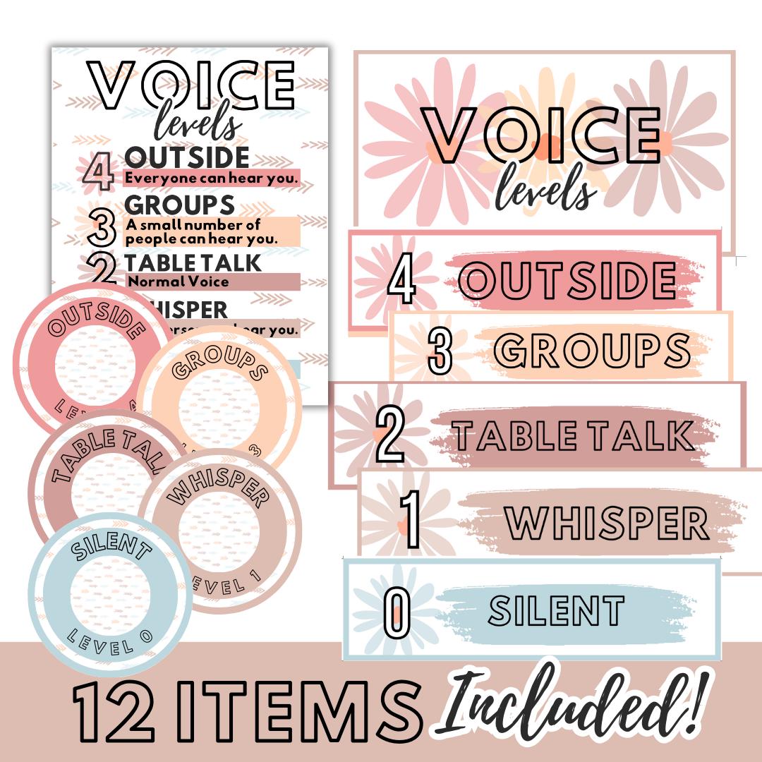 Boho Voice Level Posters Digital Download Printable Neutral Classroom ...