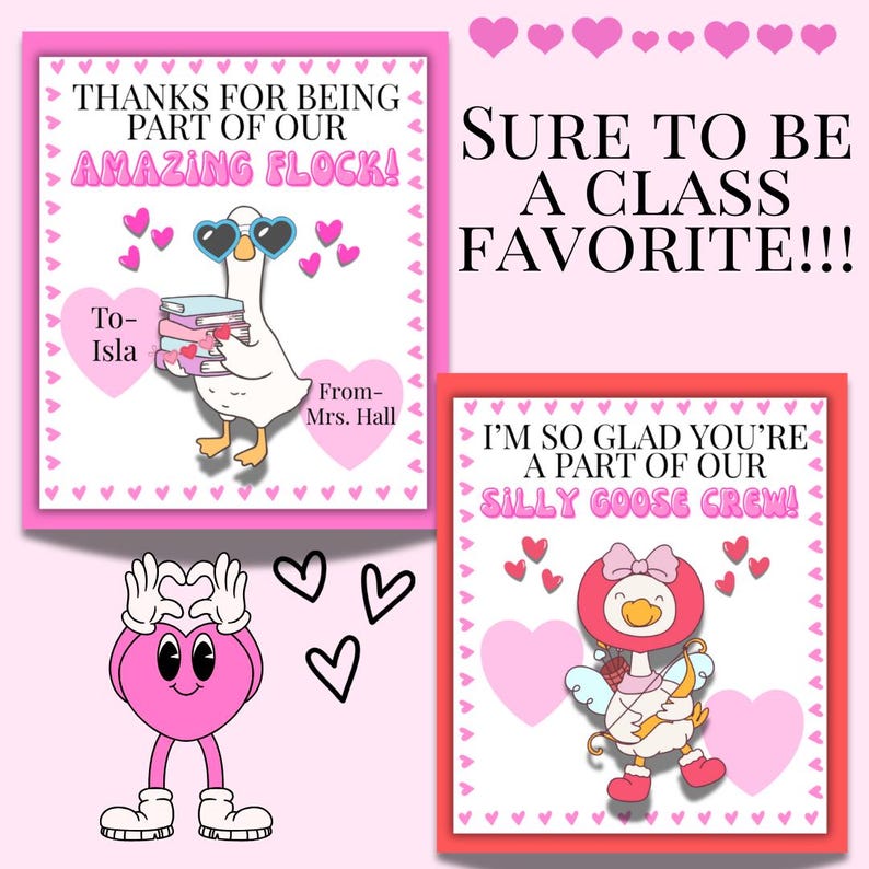Valentine Cards From Teachers to Students Geese Theme Valentines Card ...