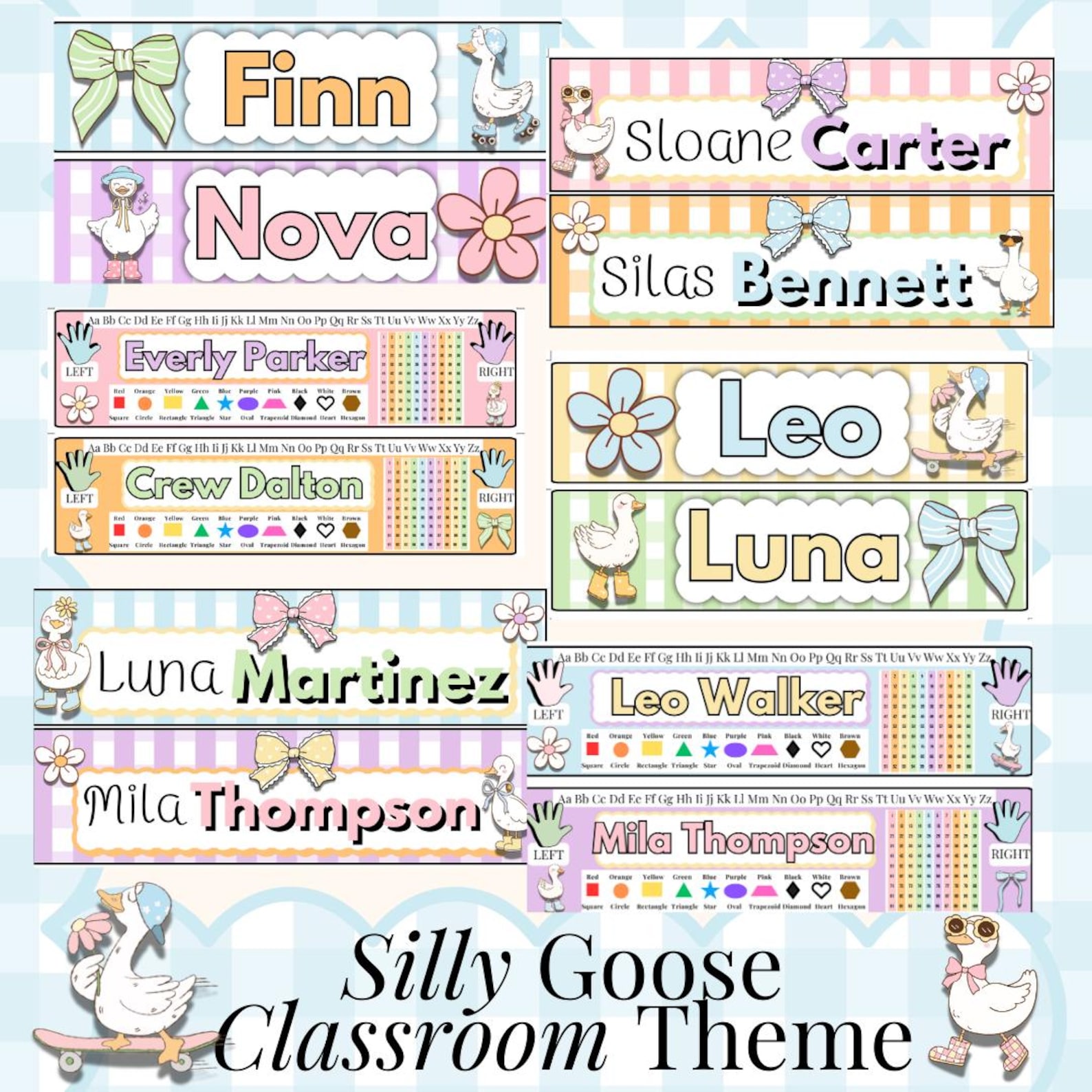 Classroom Desk Name Tags Silly Goose Theme Printable Classroom Desk ...
