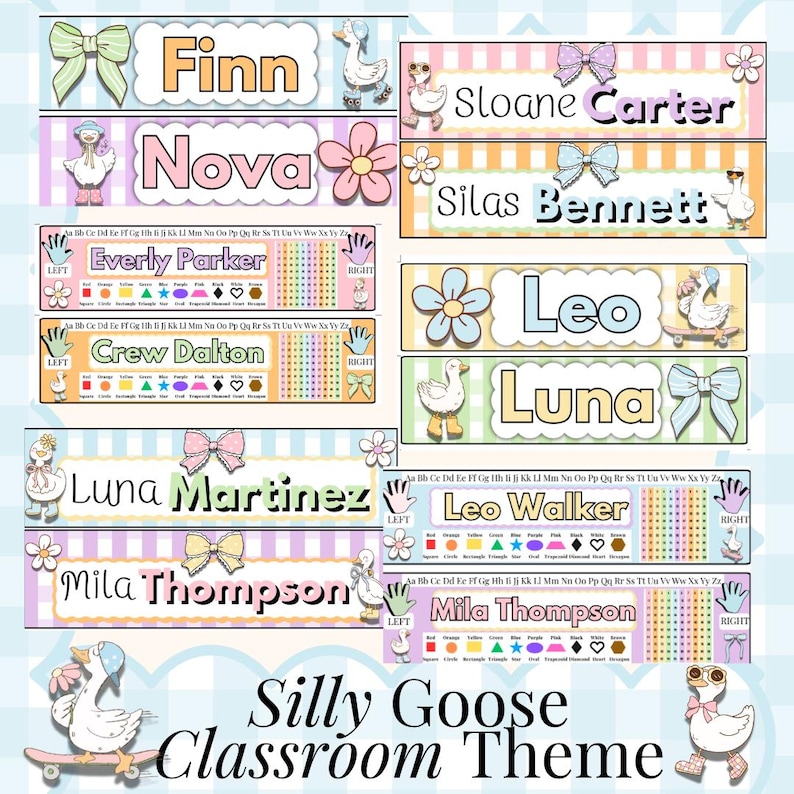 Classroom Desk Name Tags Silly Goose Theme Printable Classroom Desk ...