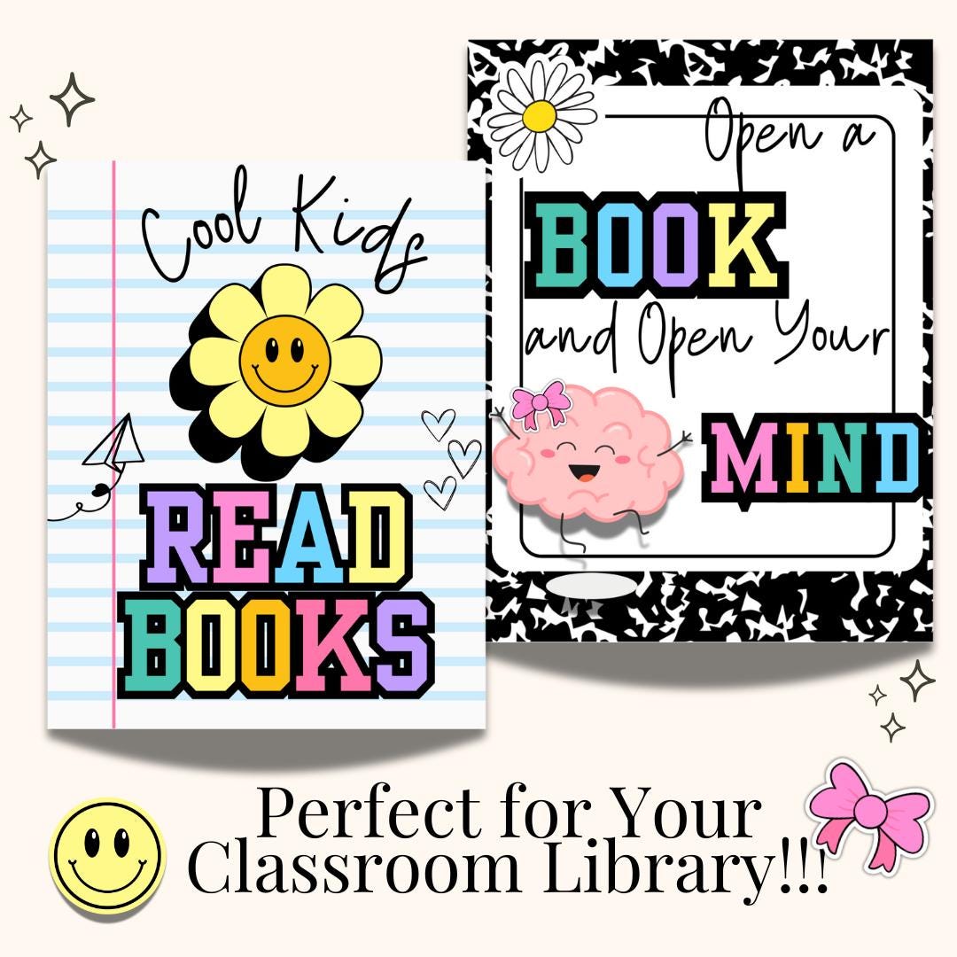 Composition Notebook Reading Posters: Varsity Patch Classroom Decor ...