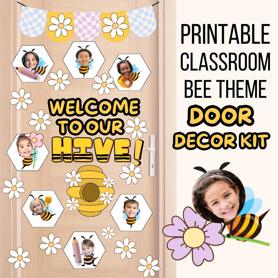 Back to School Classroom Door Decor Kit Printable Bee Classroom Decor ...