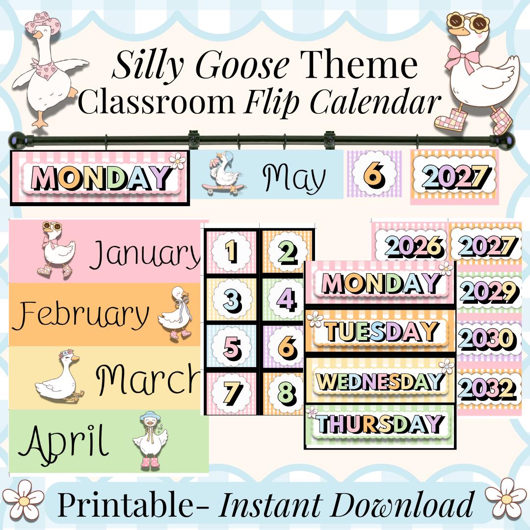 Flip Calendar Classroom Set Printable Classroom Flip Calendar Display ...