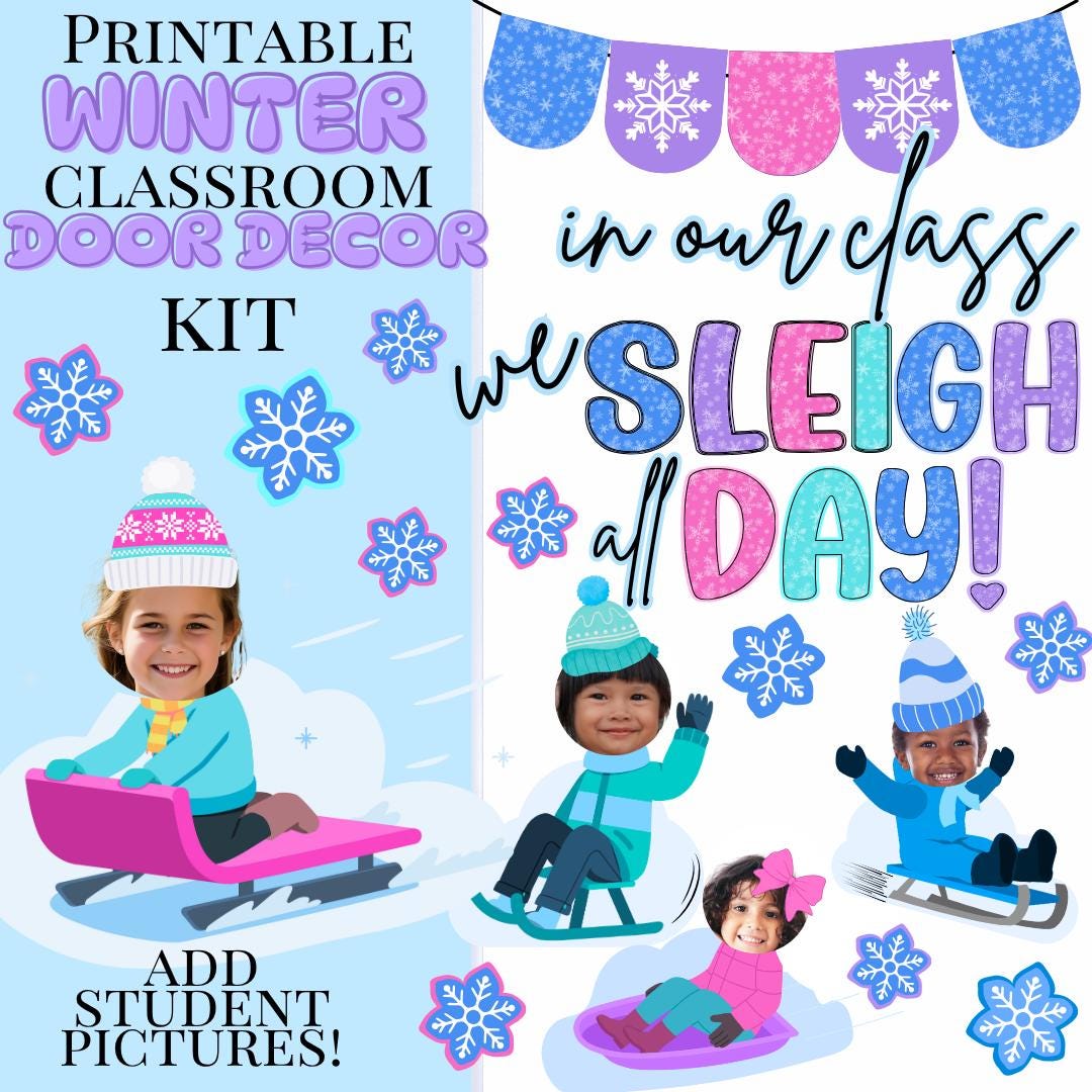 Christmas Classroom Door Decor Kit Printable Winter Bulletin Board ...