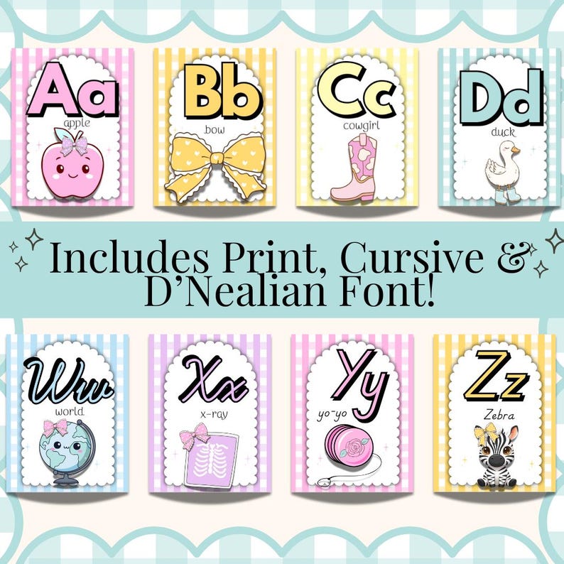Alphabet Posters Classroom Printable Pastel Alphabet Posters for ...