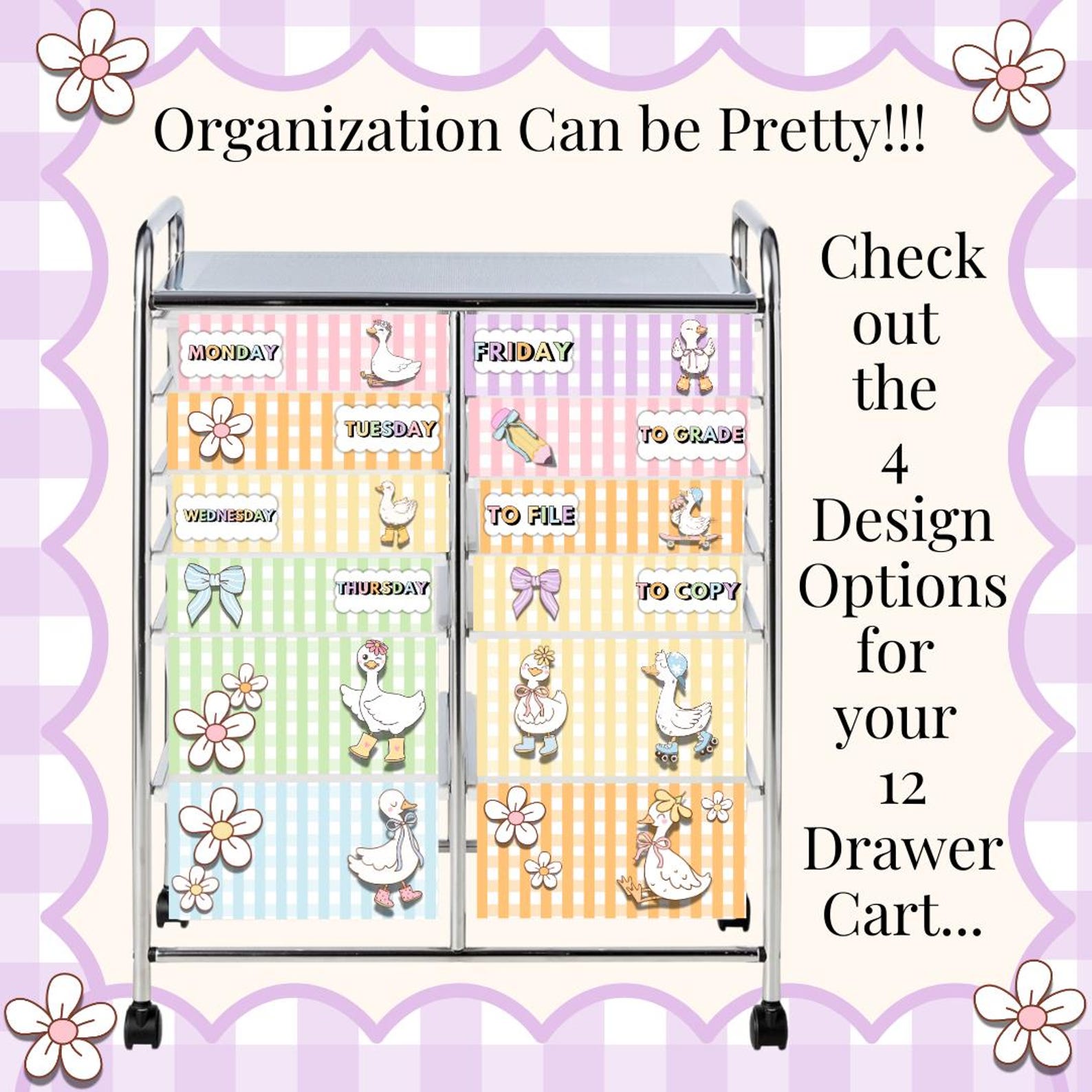 Rolling Cart Labels Silly Goose Printable 10 Drawer Cart Labels and 12 ...