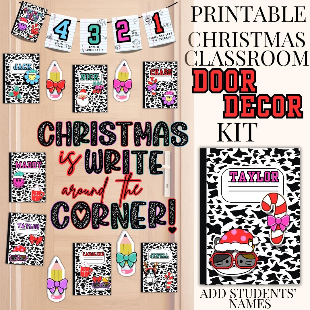Christmas Classroom Door Decor Kit Composition Notebook Classroom Door ...